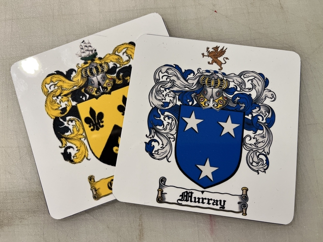 4" (100mm) Aluminium Coaster Family Crest - Signs & Designs